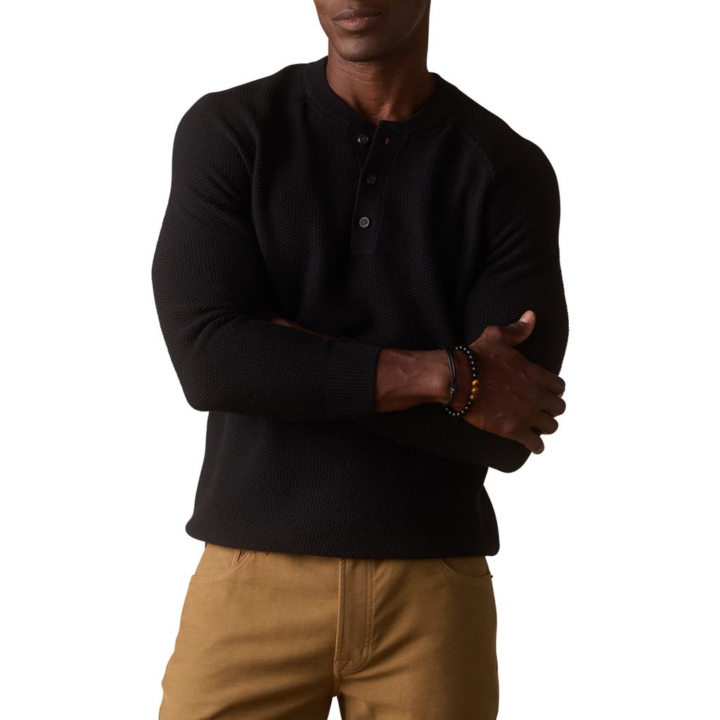 The Normal Brand - Textured Cotton Blend Henley Sweater