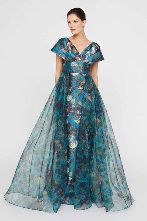 Theia - Azaria Draped V Neck Gown