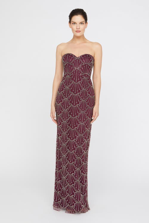 Theia - Tessa Strapless Beaded Gown