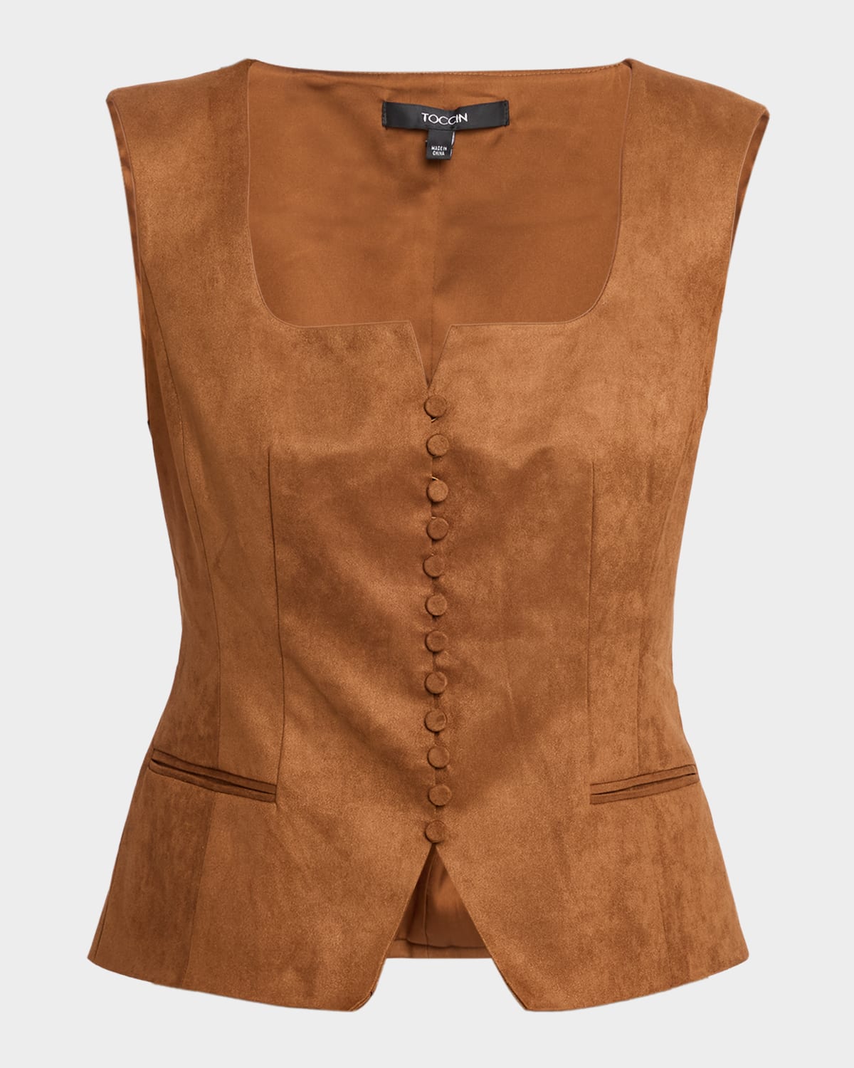 Toccin - Ariana Faux Suede Button-Front Vest