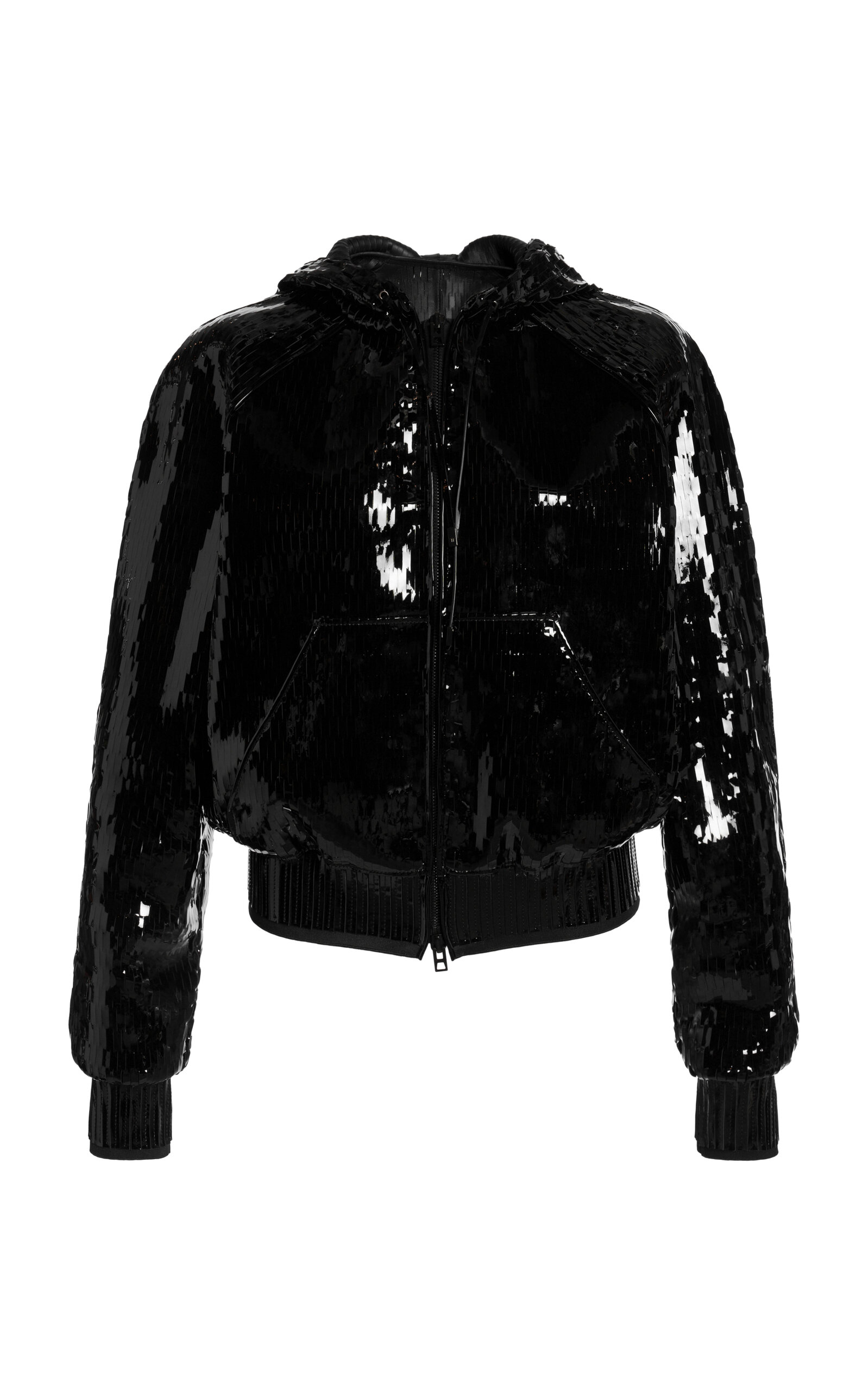 Tom Ford - Perforated Patent Leather Bomber Jacket Black IT 44
