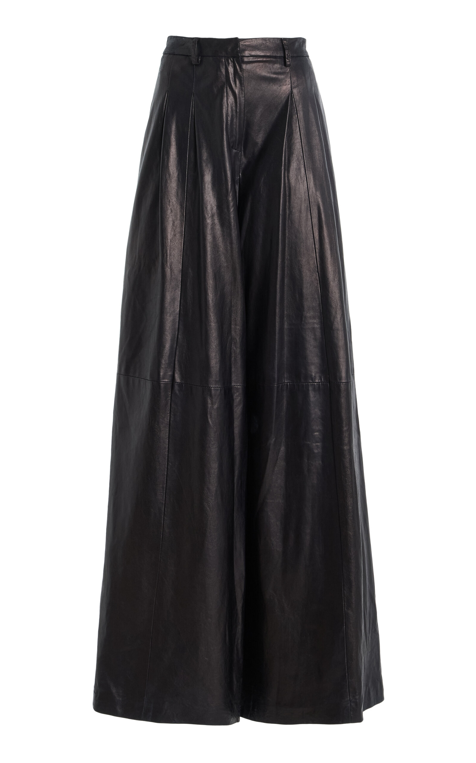 TWP - Leather Avery Pleated Suede Pants Navy