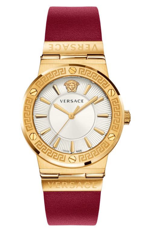 Versace - Greca Logo Leather Strap Watch, 38mm