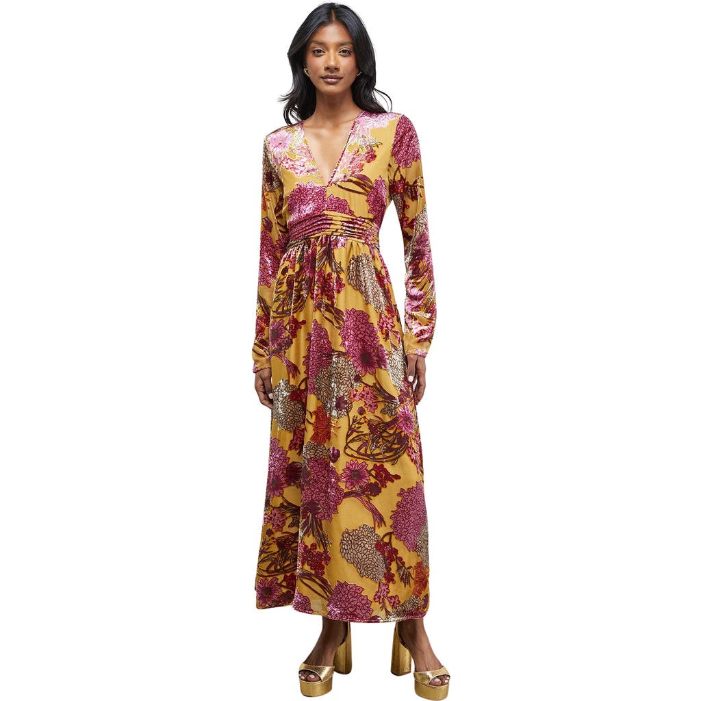 Warehouse - Plunge Neck Waisted Long Sleeve Dress