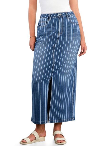 Wash Lab Denim - Julia Stripe Denim Maxi Skirt