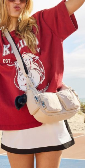 Kipling - Rikka Small Cargo Nylon Crossbody Bag in Beige, Women's at ...