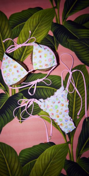 Kulani Kinis - Cutie Frutti Lettuce Edge String Bikini Bottom in Cutie ...