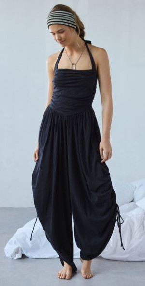 Out From Under - Sunkissed Ruched Barrel Leg Jumpsuit in Black, Women's ...