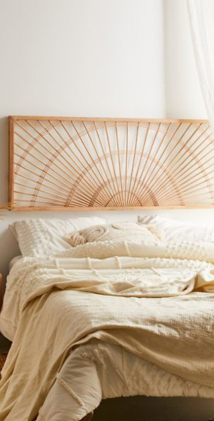 Urban Outfitters - Sol Wooden Sun Beam Floating Headboard in Brown at